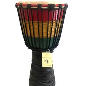 JIVE Djembe Drum Bongo Congo Hand Carved SOLID Mahogany Wood Drum LARGE 16" High African Rasta Drum - Professional Quality - JIVE BRAND