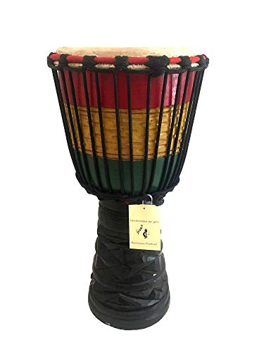 JIVE Djembe Drum Bongo Congo Hand Carved SOLID Mahogany Wood Drum LARGE 16" High African Rasta Drum - Professional Quality - JIVE BRAND