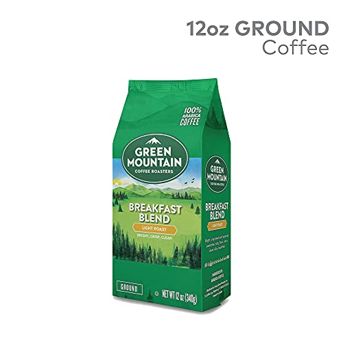 Green Mountain Coffee Roasters Breakfast Blend, Light Roast Ground Coffee, 12oz. Bag (Pack of 2)