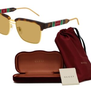 Gucci GG0603S 006 56MM Havana/Gold Square Sunglasses for Men + Bundle with Designer iWear Eyewear Kit…