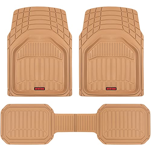 Motor Trend 943-BG FlexTough Defender Car Floor Mats -Next Generation Deep Dish Heavy Duty Contour Liners for Car SUV Truck & Van-All Weather Protection, Trim to Fit Most Vehicles Beige