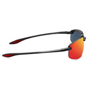 JULI Eyewear Nylon Polarized Sunglasses for Men Women Driving Fishing Baseball Driving (Nylon Polarized Black/Red)