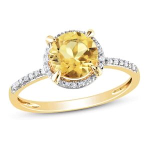 55carat natural-citrine yellow gold plated striking ring shimmering diamonds latest cz design for women anniversary handmade fashion jewelry size:7