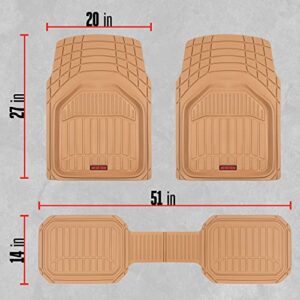 Motor Trend 943-BG FlexTough Defender Car Floor Mats -Next Generation Deep Dish Heavy Duty Contour Liners for Car SUV Truck & Van-All Weather Protection, Trim to Fit Most Vehicles Beige