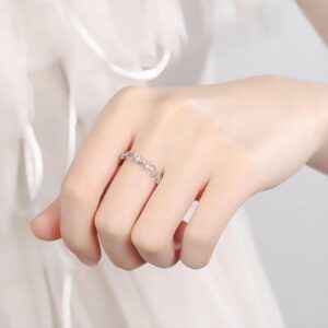 XIANGTAO 925 Sterling Silver Rings Adjustable-Open Leaves Leaf Ring Thumb Plant Branch Rings for Women