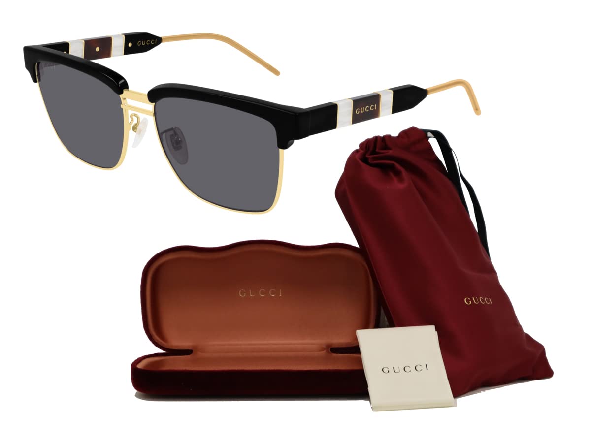 Gucci GG0603S 001 56MM Black/Grey Square Sunglasses for Men + Bundle with Designer iWear Eyewear Kit