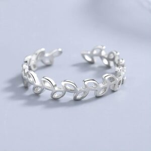 XIANGTAO 925 Sterling Silver Rings Adjustable-Open Leaves Leaf Ring Thumb Plant Branch Rings for Women