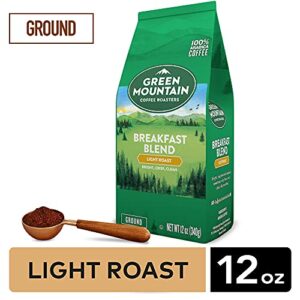 Green Mountain Coffee Roasters Breakfast Blend, Light Roast Ground Coffee, 12oz. Bag (Pack of 2)