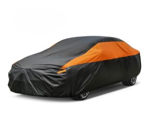 gunhyi car cover for automobiles all weather waterproof, universal fit sedan ford mustang, chevy camaro/malibu, kia optima, hyundai sonata, nissan altima, volkswagen passat, tesla model 3 etc.