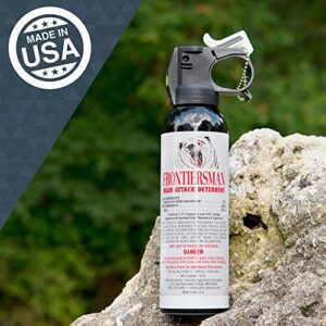 SABRE Frontiersman 7.9 oz. Bear Spray, Maximum Strength 2.0% Major Capsaicinoids, Powerful 30 ft. Range Deterrent, Outdoor Camping & Hiking Protection, Quick Draw Holster Multipack Options