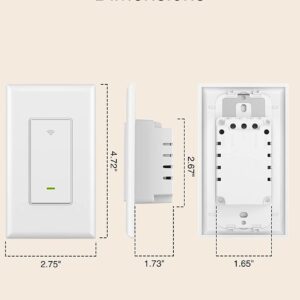 GHome 3 Way Smart Switch (4 Pack), Voice and App Control, Needs Neutral Wire, Flame Retardant Material