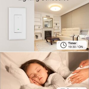 GHome 3 Way Smart Switch (4 Pack), Voice and App Control, Needs Neutral Wire, Flame Retardant Material