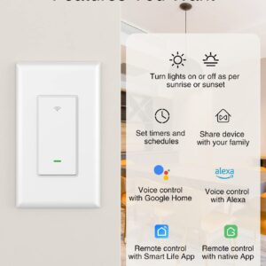 GHome 3 Way Smart Switch (4 Pack), Voice and App Control, Needs Neutral Wire, Flame Retardant Material