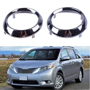 sixbuys fog driving light lamp chrome bezel trim ring compatible with toyota sienna se mini 3.5l dohc naturally aspirated 2011-2017 replace 5271308020 to1038150 5271208020 to1039150