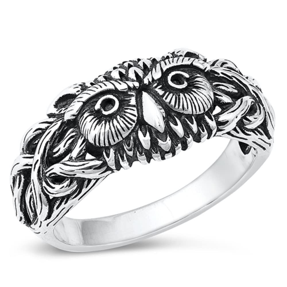 CloseoutWarehouse Sterling Silver Wisdom of Owl Ring Size 10