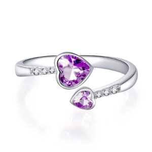 lane woods june birthstone ring dainty adjustable minimalist rings for women best friend (light purple)