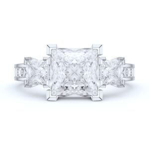 PRSTANI 14k White Gold Three Stones All Princess Cut Simulated Diamond Engagement Ring 2CT Main Stone (6)