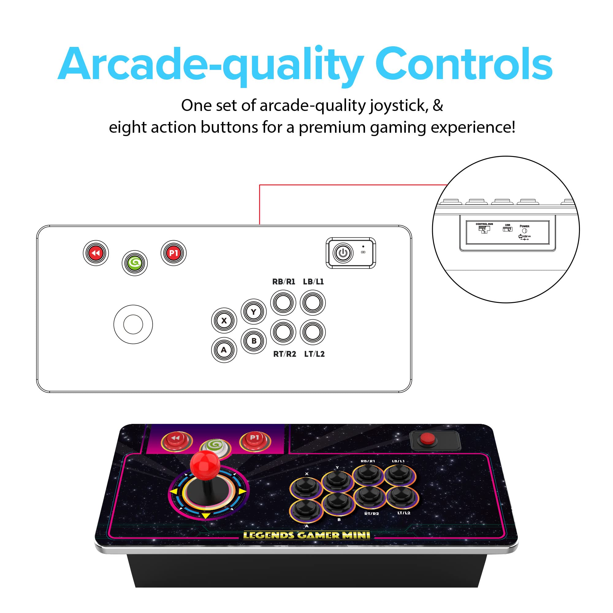 Legends Gamer Mini, Table Top Arcade Game Machine, Home Arcade, Classic Retro Video Games, 100 Licensed Arcade & Console Games, Includes Action Fighting Puzzle Sports & More, WiFi Connectivity