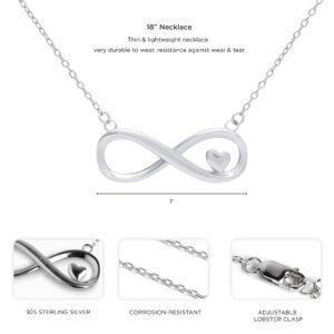 Suavell Infinity Heart Necklace. Sterling Silver Necklace Forever Jewelry. Infinity Necklace. Valentines Day Gifts for Her, Birthday Gifts for Women, Gifts for Girlfriend, Gifts for Wife Christmas