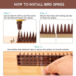 Bird Spikes, Bird Deterrent Spikes for Squirrel Raccoon Pigeon Animal Defender Spikes Anti Bird Spikes to Keep Birds Away (20 Pack)