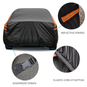 GUNHYI Car Cover for Automobiles All Weather Waterproof, Universal Fit Sedan Ford Mustang, Chevy Camaro/Malibu, Kia Optima, Hyundai Sonata, Nissan Altima, Volkswagen Passat, Tesla Model 3 etc.