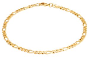 barzel 18k gold plated figaro anklet for women 4.5mm, 10 inches - made in brazil