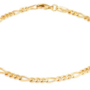 Barzel 18K Gold Plated Figaro Anklet For Women 4.5MM, 10 Inches - Made In Brazil