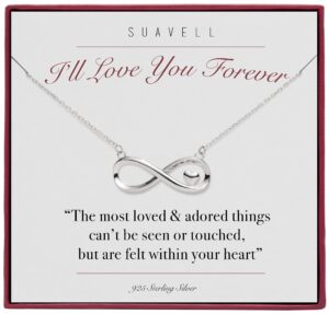 suavell infinity heart necklace. sterling silver necklace forever jewelry. infinity necklace. valentines day gifts for her, birthday gifts for women, gifts for girlfriend, gifts for wife christmas