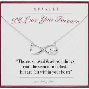 Suavell Infinity Heart Necklace. Sterling Silver Necklace Forever Jewelry. Infinity Necklace. Valentines Day Gifts for Her, Birthday Gifts for Women, Gifts for Girlfriend, Gifts for Wife Christmas