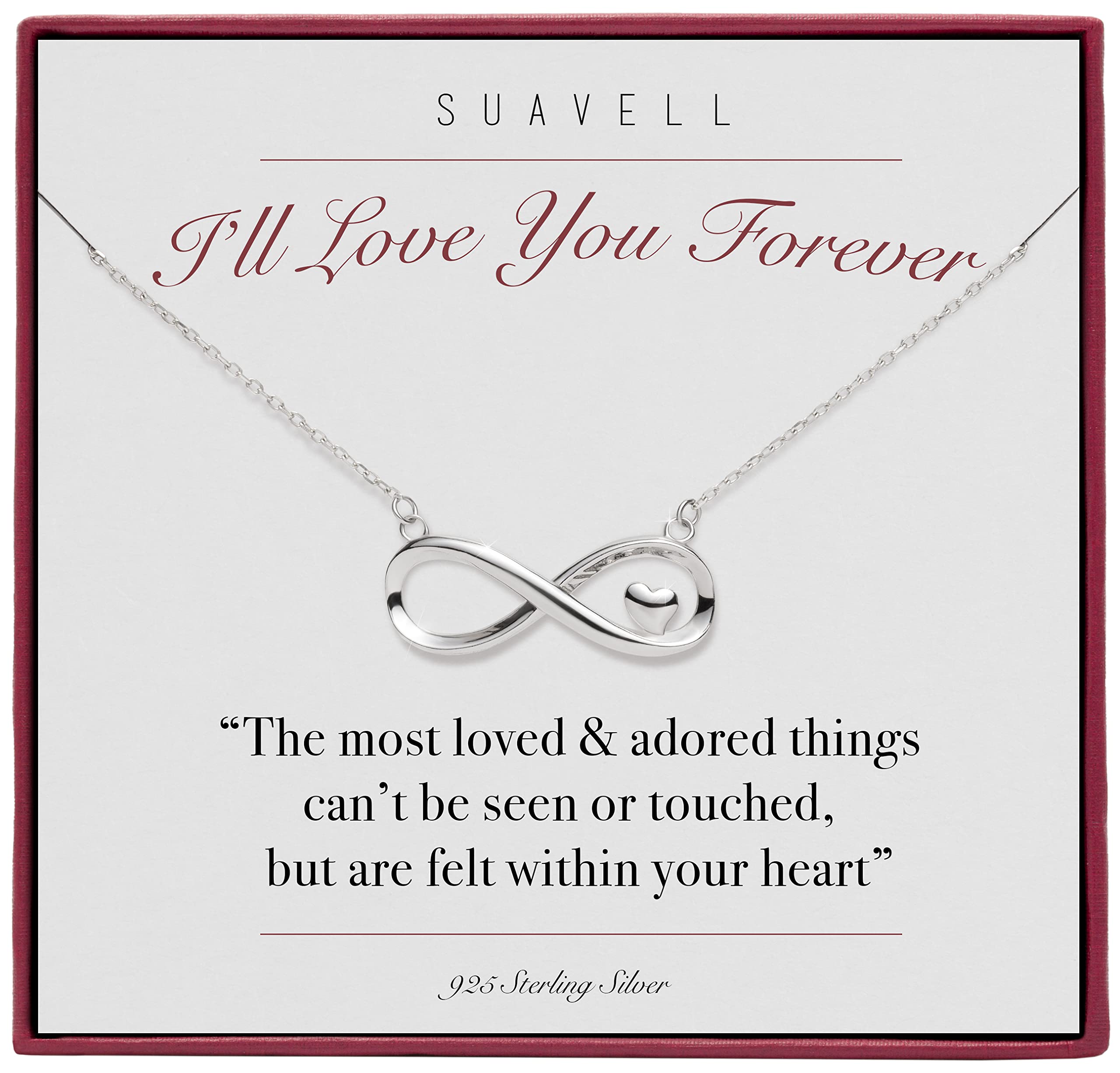 Suavell Infinity Heart Necklace. Sterling Silver Necklace Forever Jewelry. Infinity Necklace. Valentines Day Gifts for Her, Birthday Gifts for Women, Gifts for Girlfriend, Gifts for Wife Christmas