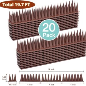 Bird Spikes, Bird Deterrent Spikes for Squirrel Raccoon Pigeon Animal Defender Spikes Anti Bird Spikes to Keep Birds Away (20 Pack)