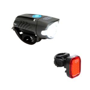 niterider swift 500 front bike light vmax+ 150 rear bike light combo pack- usb rechargeable bicycle headlight led front light easy to install water resistant road commuting cycling safety flashlight