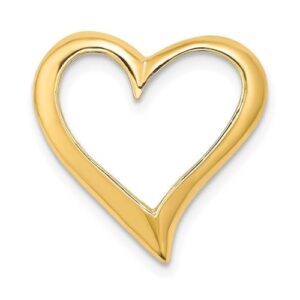 diamond2deal 14k yellow gold large floating heart chain slide pendant fine jewelry gift for women