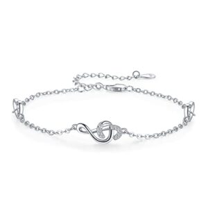 lotus & leaf musical note bracelet sterling silver music themed jewelry adjustable bracelet musical note christmas stocking stuffers gift for women