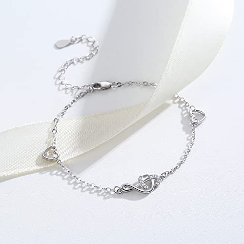 lotus & leaf Musical Note Bracelet Sterling Silver Music Themed Jewelry Adjustable Bracelet Musical Note Christmas Stocking Stuffers Gift for Women