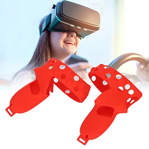 ciciglow Controller Grip Cover Replcement for Oculus Quest 2 VR,Anti Throw Controller Handle Silicone Protective Cover with Adjustable Knuckle Strap(red)