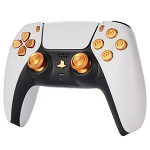 avericht metal abxy buttons dpad thumbsticks for ps5 controller, metal aluminum bullet buttons & dpad & analog stick replacement kit for ps5 controller (gold)