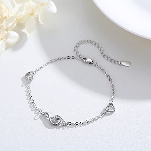 lotus & leaf Musical Note Bracelet Sterling Silver Music Themed Jewelry Adjustable Bracelet Musical Note Christmas Stocking Stuffers Gift for Women