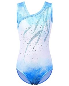 baohulu gymnastics leotard girls shiny flower ballet dance one piece party costumes b278_whiteblue_10a