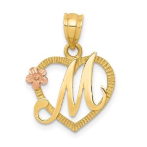 diamond2deal 14k gold two-tone heart letter m initial pendant