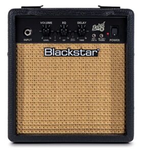 blackstar debut 10e beginners practice electric guitar amplifier combo with delay effect 10 watt headphone input/line in mp3 playback (black)