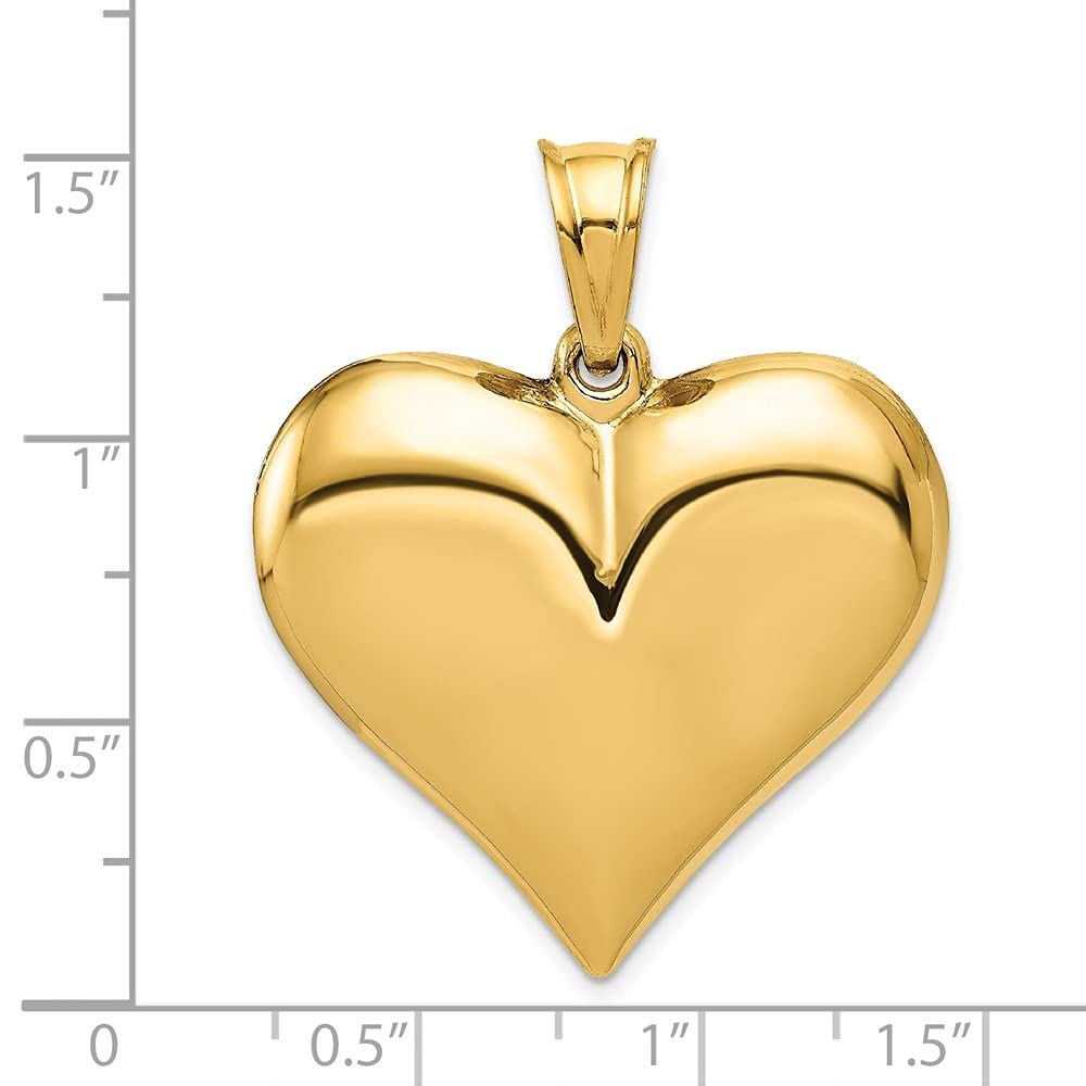 Diamond2Deal 14k Yellow Gold Polished 3-D Puffed Heart Pendant