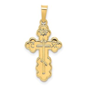 diamond2deal 14k yellow gold eastern orthodox religious crucifix cross charm and pendant