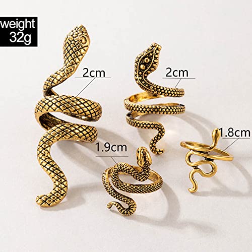 GRAEEN Vintage Snake Ring Knuckle Statement Rings Biker Stackable Ring Reptile Serpent Band Ring Halloween Ring Jewelry for Women (Style C)