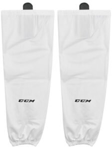 ccm hockey 5000 performance hockey sock (white, intermediate 27in)