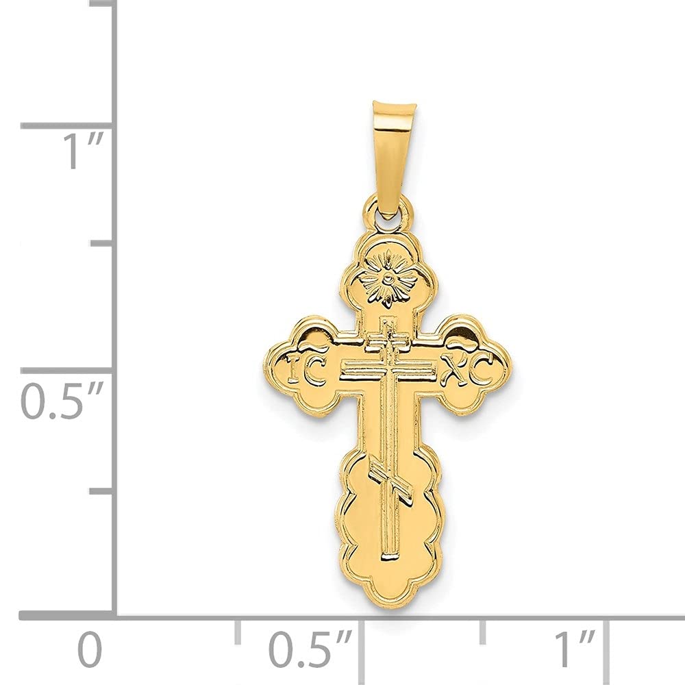 Diamond2Deal 14K Yellow Gold Eastern Orthodox Religious Crucifix Cross Charm and Pendant