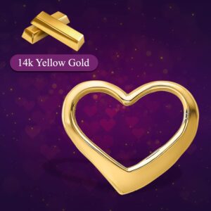 Diamond2Deal 14k Yellow Gold Floating Heart Charm Fine Jewelry for Women