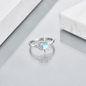 YAFEINI Moon Sun Rings 925 Sterling Silver Synthetic Moonstone Ring Moon Sun Star Jewelry Valentine's Day Birthday Gifts for Women Girlfriends Wife (8)