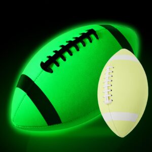 chalyna 2 pieces glow in the dark footballs, light up football game, small luminous sports balls gifts youth size for boys, teens and adults