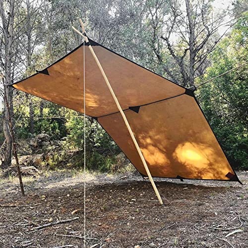 Bushcraftspain Waterproof Oilskin Tarp 6’7’’ x 8’2” - Brown Waxed Cotton Canvas Shelter for Survival,Bushcraft and Camping -Lightweight - Made in Spain